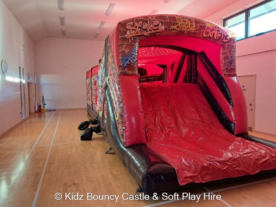 The all-new 45ft Graffiti inflatable obstacle course - Bouncy castle ...