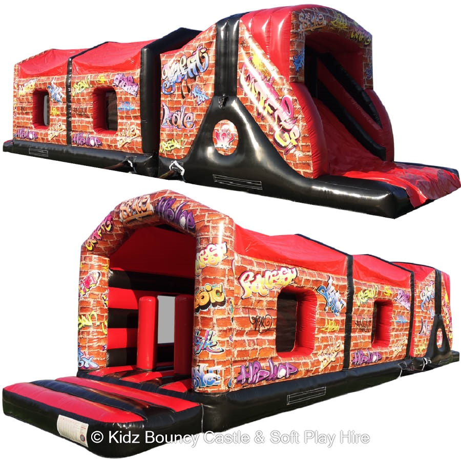 The all-new 45ft Graffiti inflatable obstacle course - Bouncy castle ...